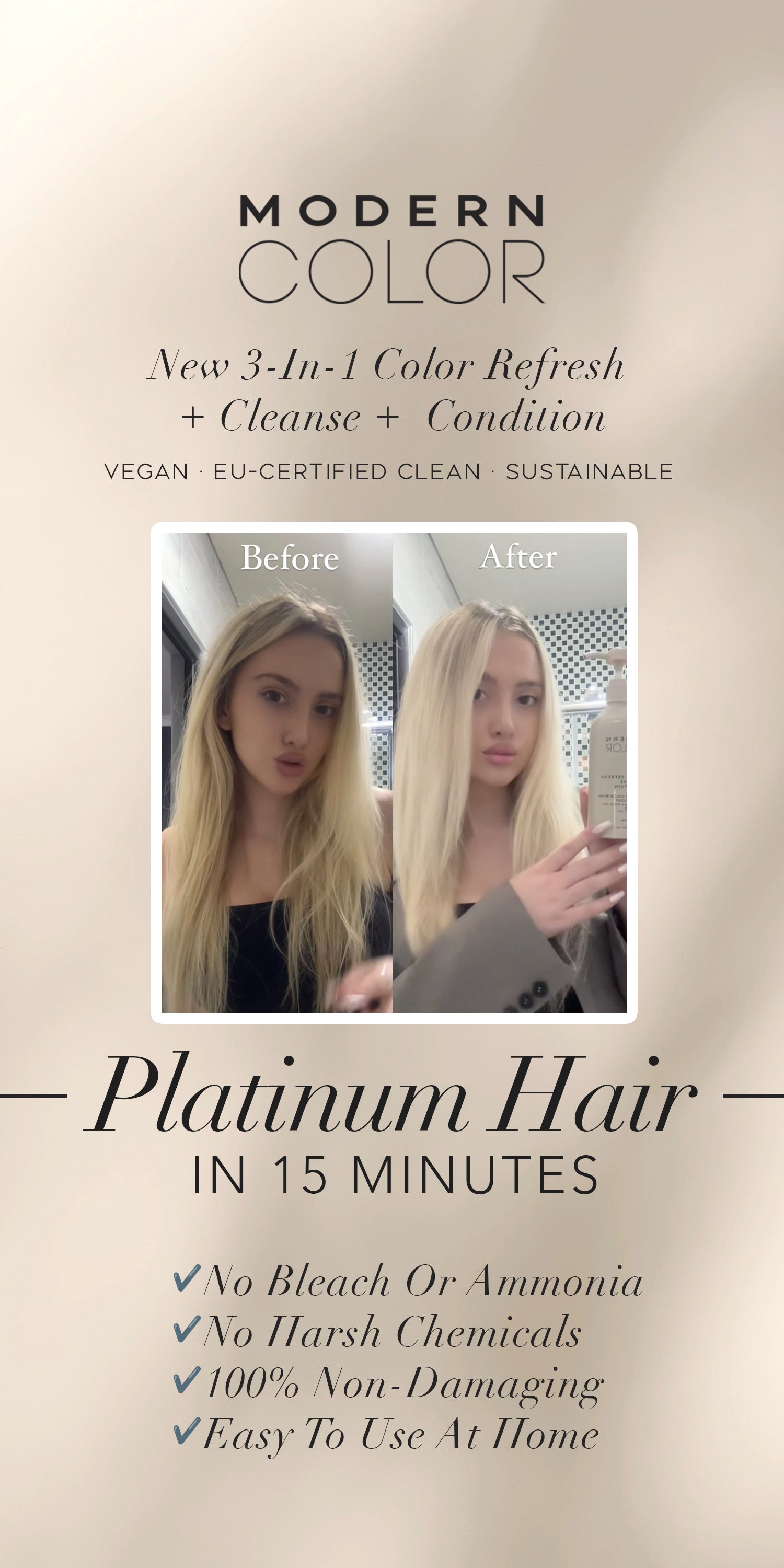 3-In-1 Hair Color Refresh + Cleanse + Condition - Platinum – Modern Color